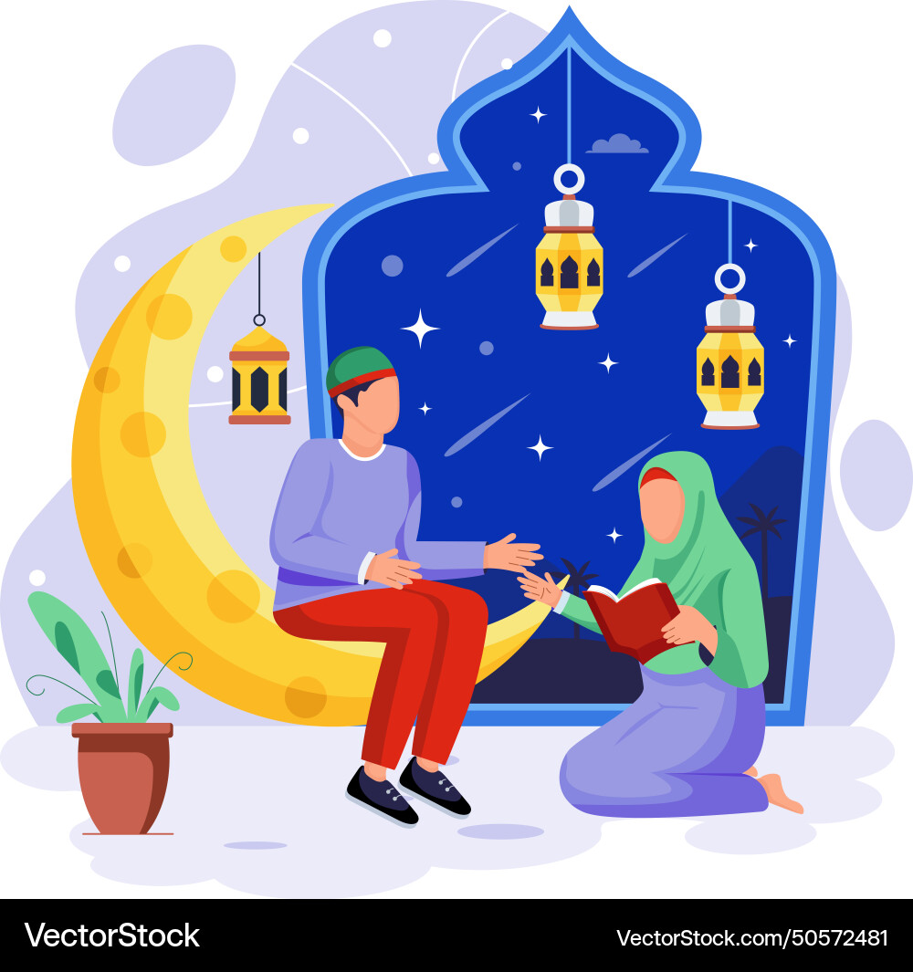 Muslim rituals flat character Royalty Free Vector Image