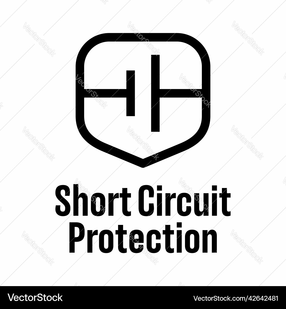 Short circuit protection information sign Vector Image