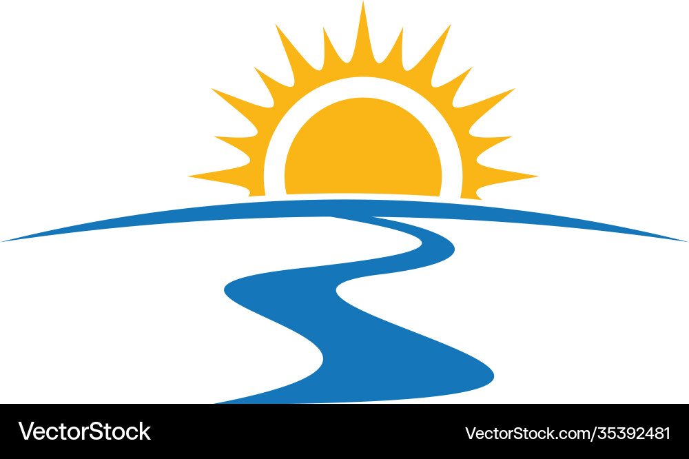 Sunrise river logo template and symbols – Royalty-Free Vector | VectorStock