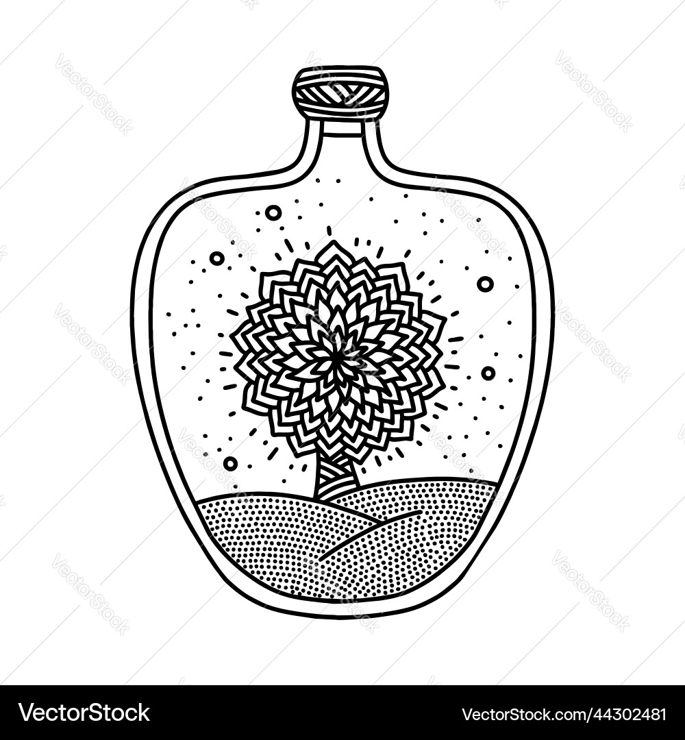 Tree inside the bottle hand-drawn Royalty Free Vector Image