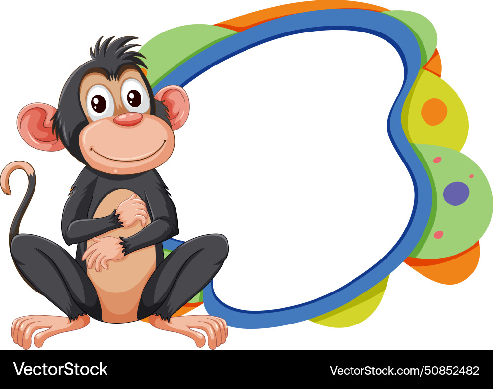 A playful monkey and abstract frame Royalty Free Vector
