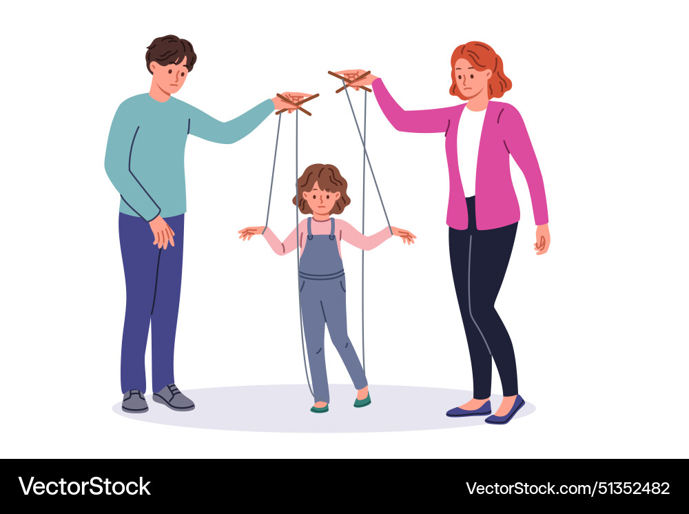 Bad parents manipulate child using strings Vector Image Bad parents manipulate child using strings Vector Image