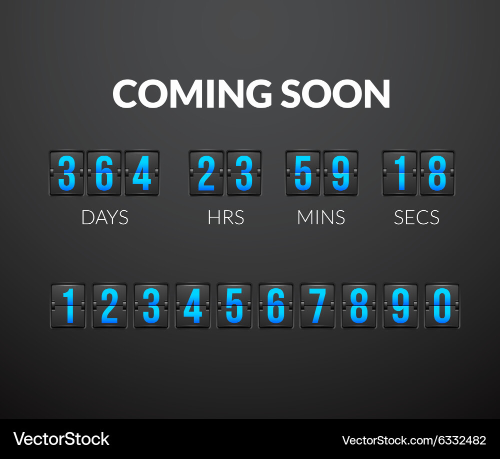 Coming soon flip countdown timer panel Royalty Free Vector