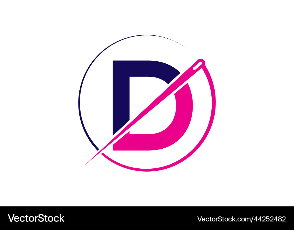 Initial D Tailor Logo - Needle & Thread Vector Image