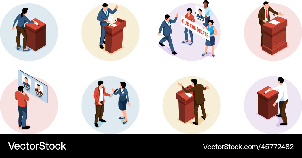 Isometric elections set Royalty Free Vector Image