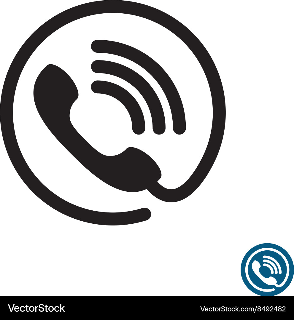 Phone black simple icon round with wire and sound Vector Image