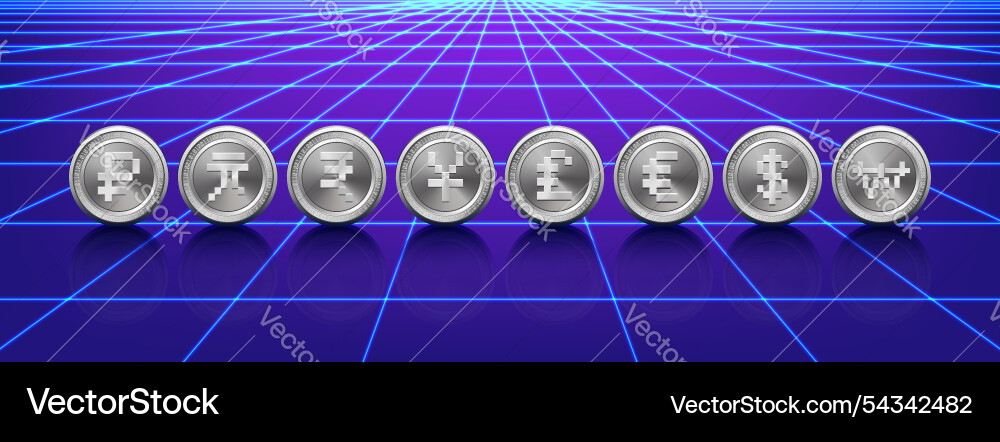 Set of coins digital currency Royalty Free Vector Image