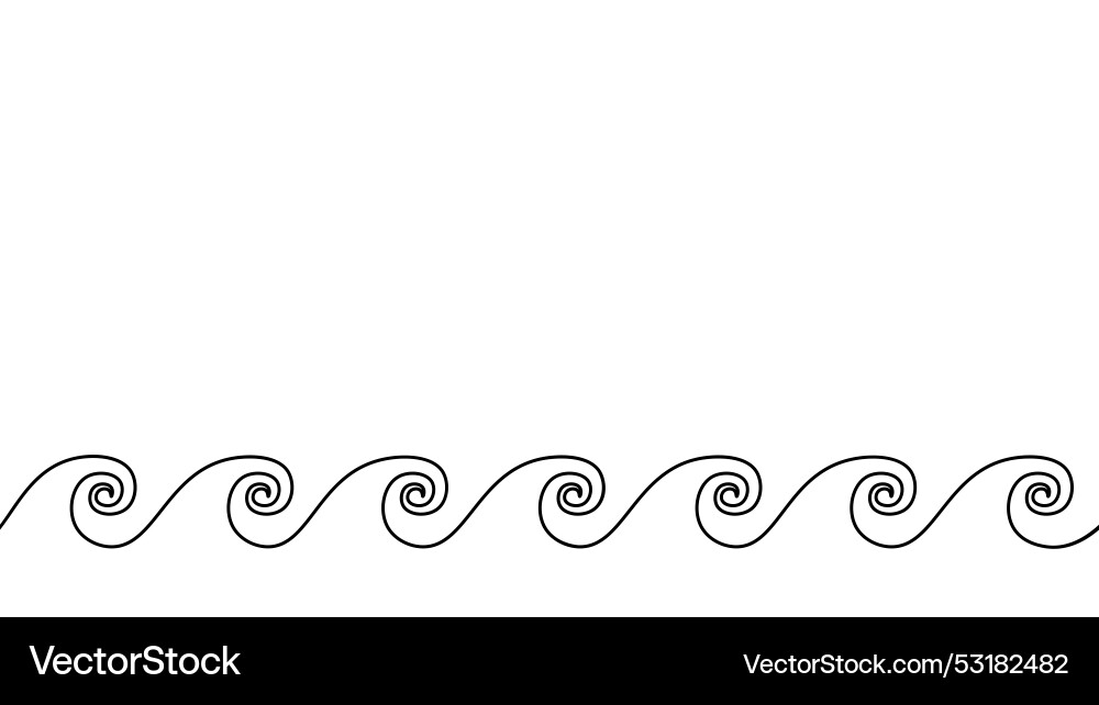 Single continuous line wave border sea Royalty Free Vector