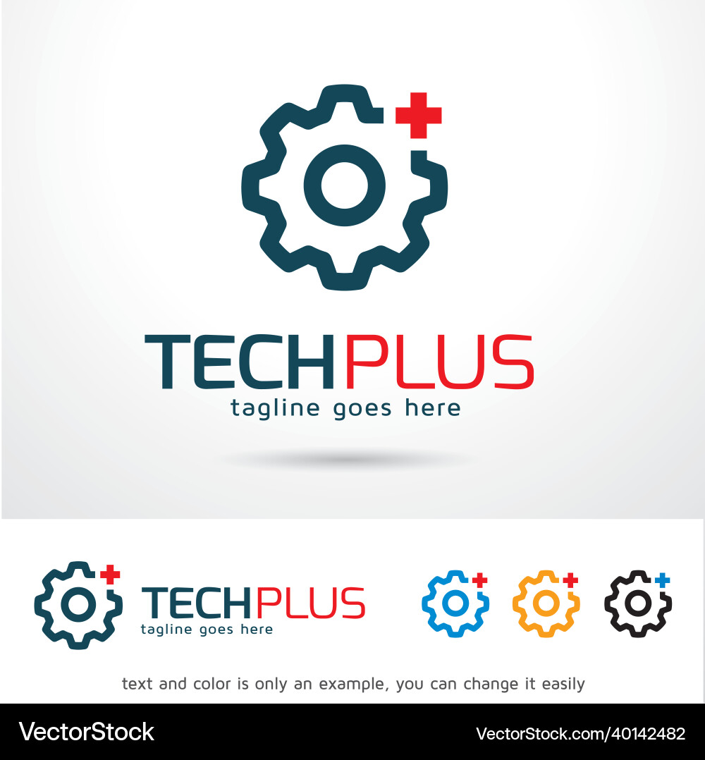 Tech plus logo template Royalty Free Vector Image