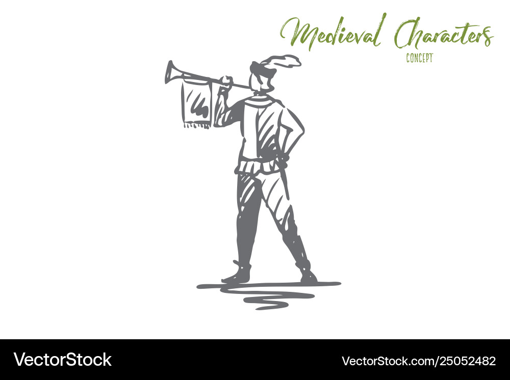 Trumpeter medieval trumpet message ancient Vector Image