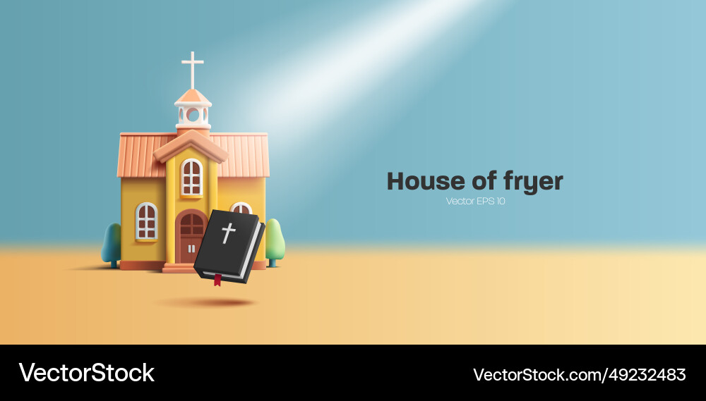 3d render church building icon white facade Vector Image