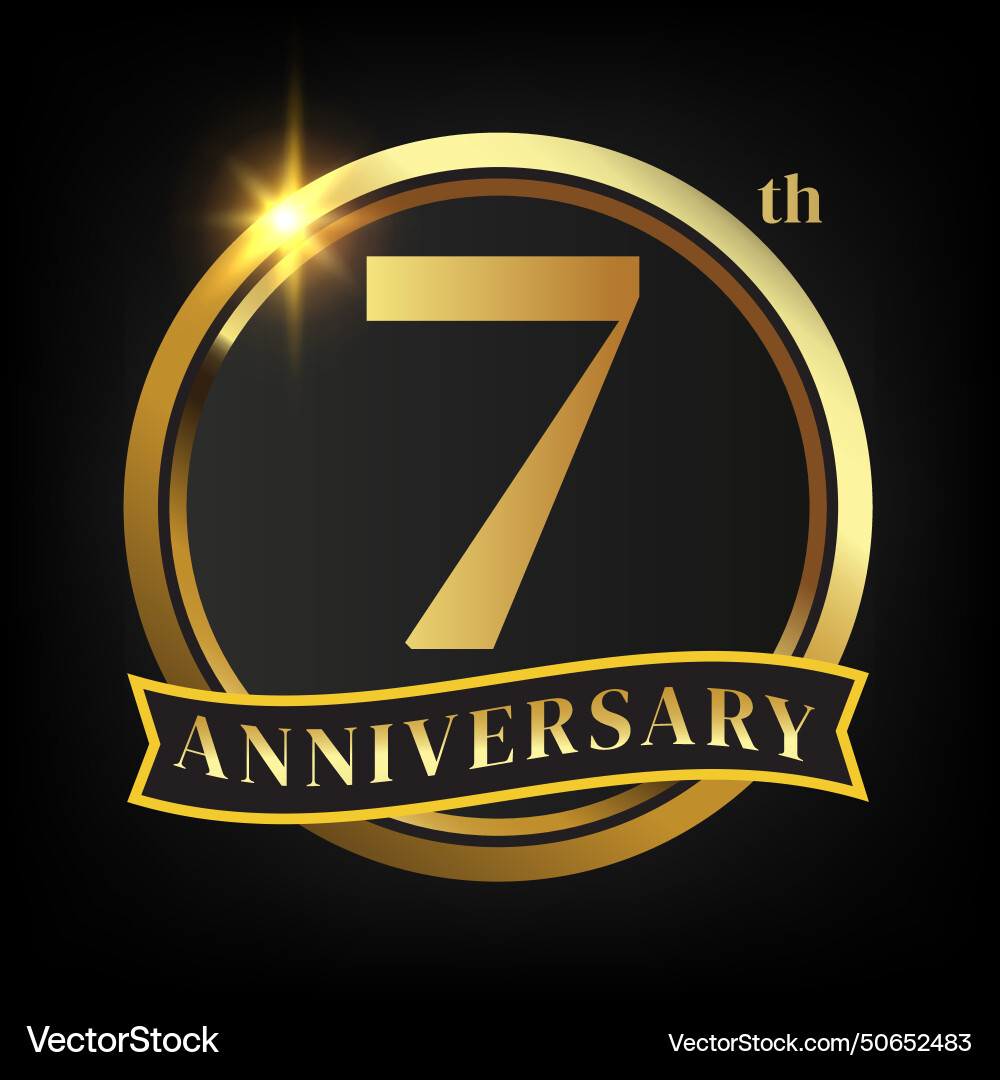 7th golden anniversary logo Royalty Free Vector Image
