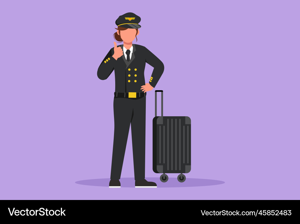 Character flat drawing of female pilot standing Vector Image