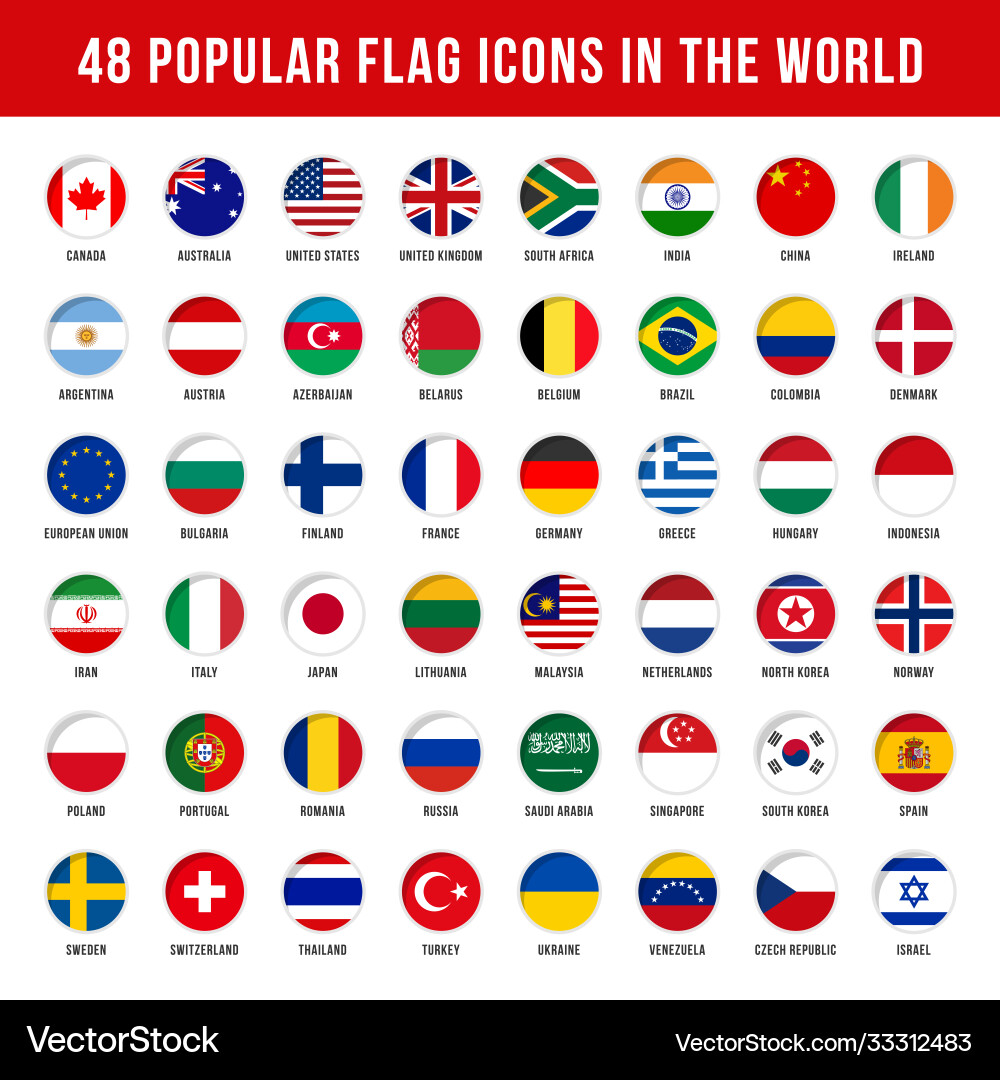 Country Flag Icons Collection Royalty Free Vector Image