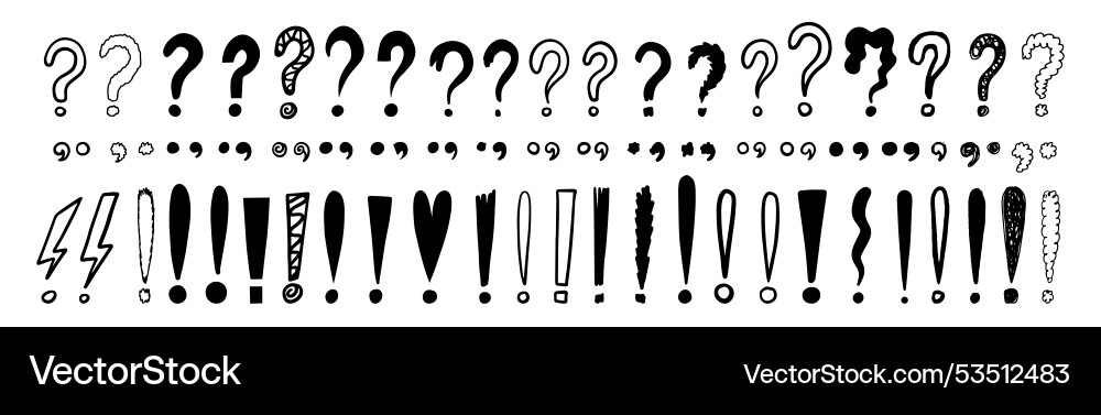 Doodle exclamation marks question marks Royalty Free Vector Doodle exclamation marks question marks Royalty Free Vector