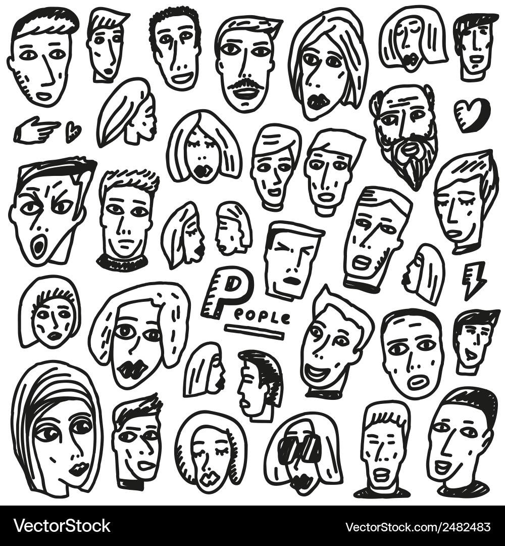 Faces - doodles collection Royalty Free Vector Image