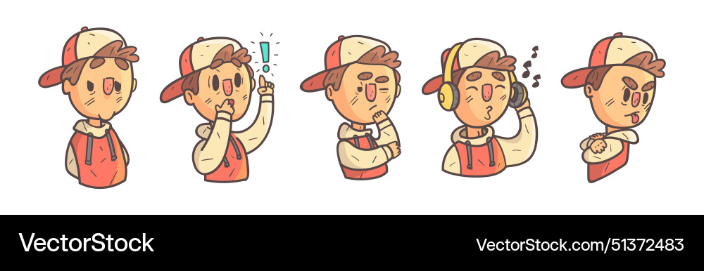Funny boy character showing different emotion Vector Image