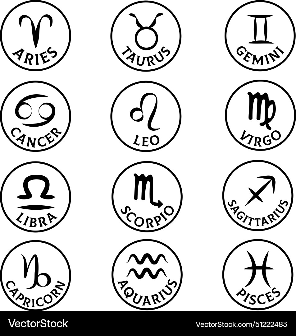 Galactic zodiac icons collection on white Vector Image