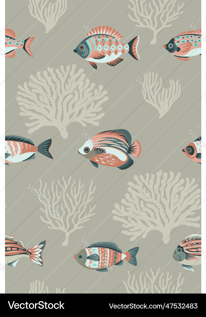 Marine seamless pattern with tropical fish Vector Image