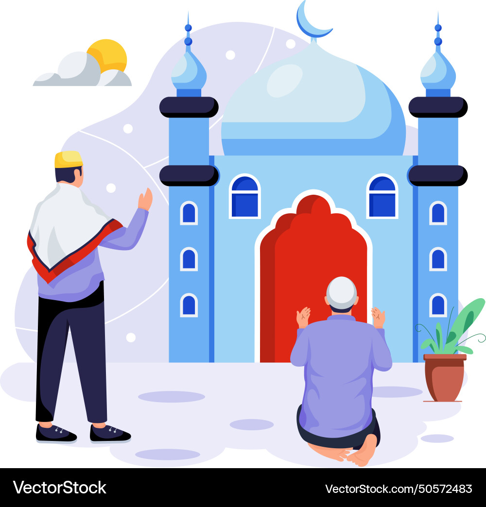 Muslim rituals flat character Royalty Free Vector Image