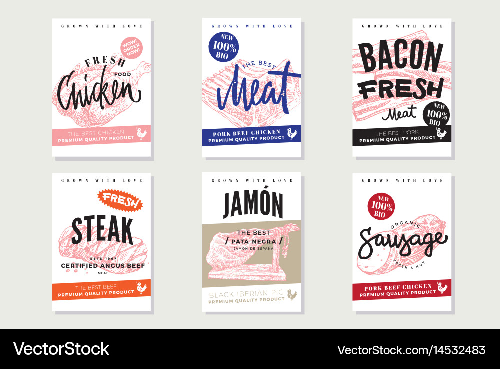 Natural meat promotional posters Royalty Free Vector Image