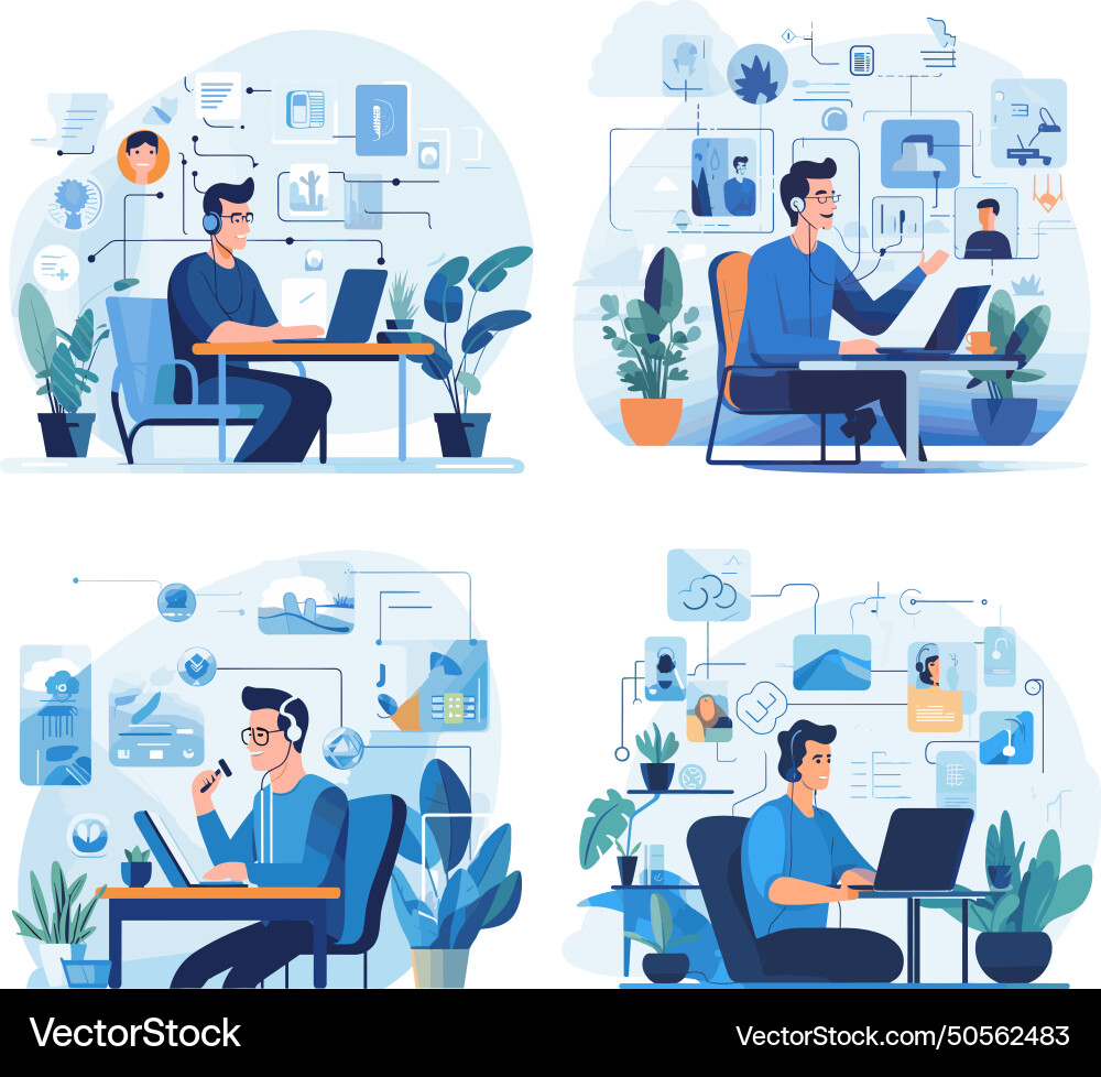 Remote expert working online support employee Vector Image