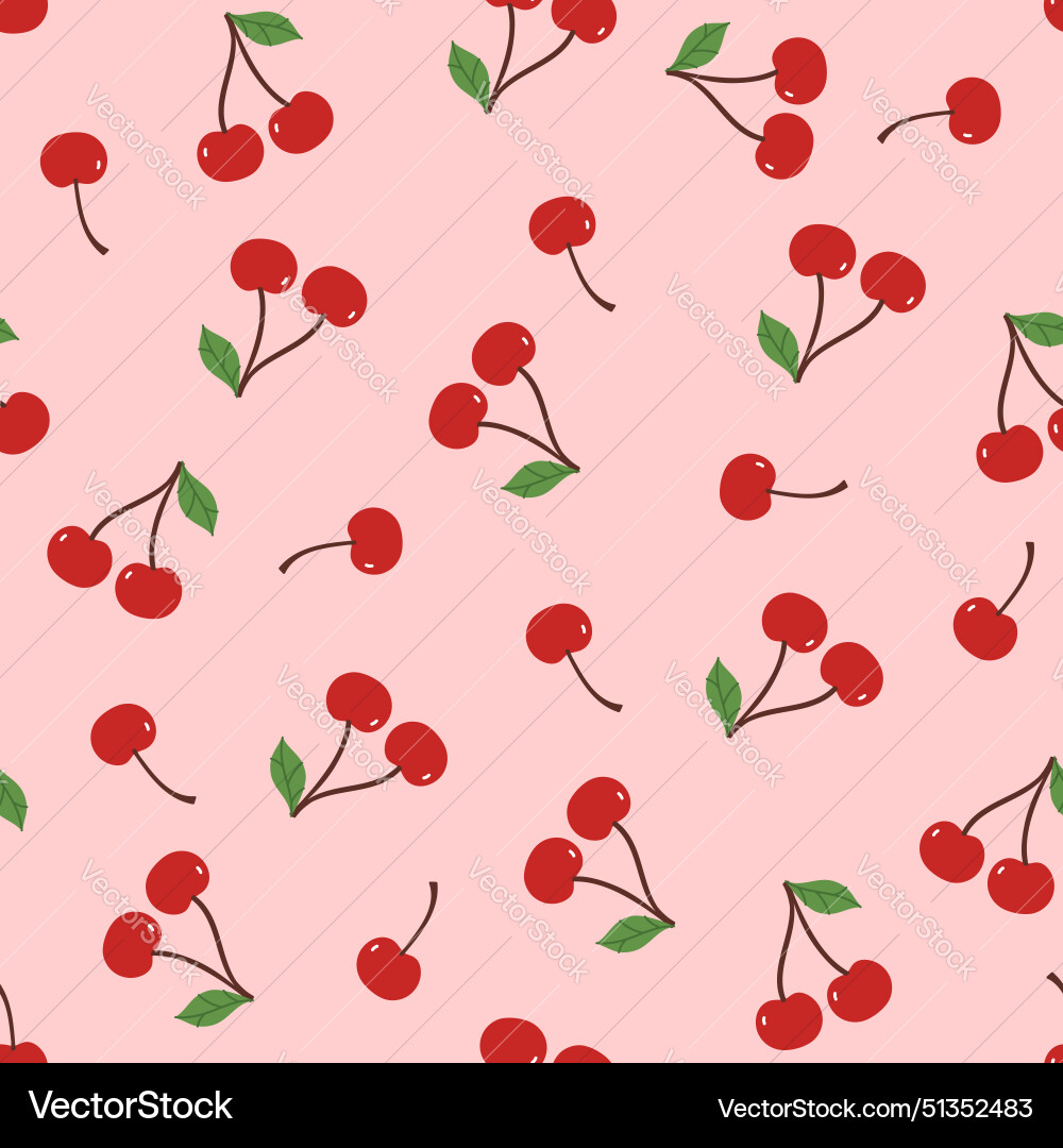 Simple seamless pattern with cherries on a pink Vector Image