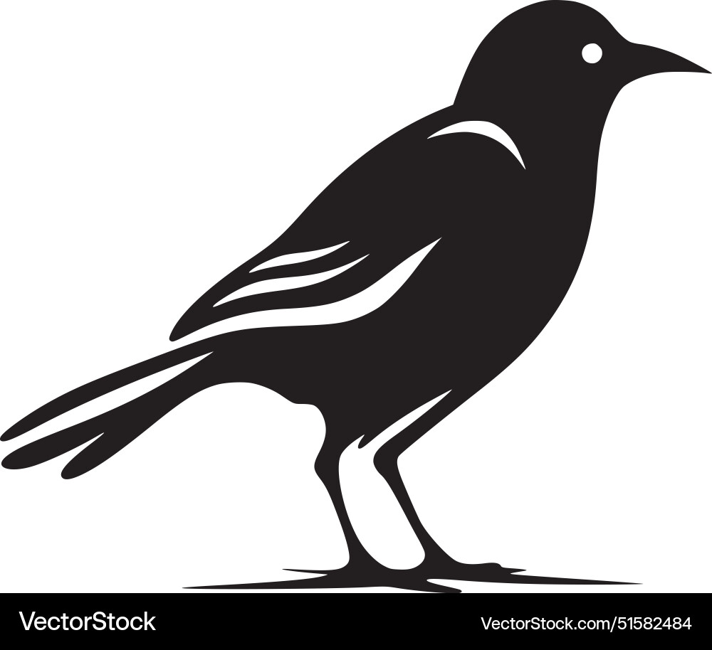 Crow - black and white Royalty Free Vector Image