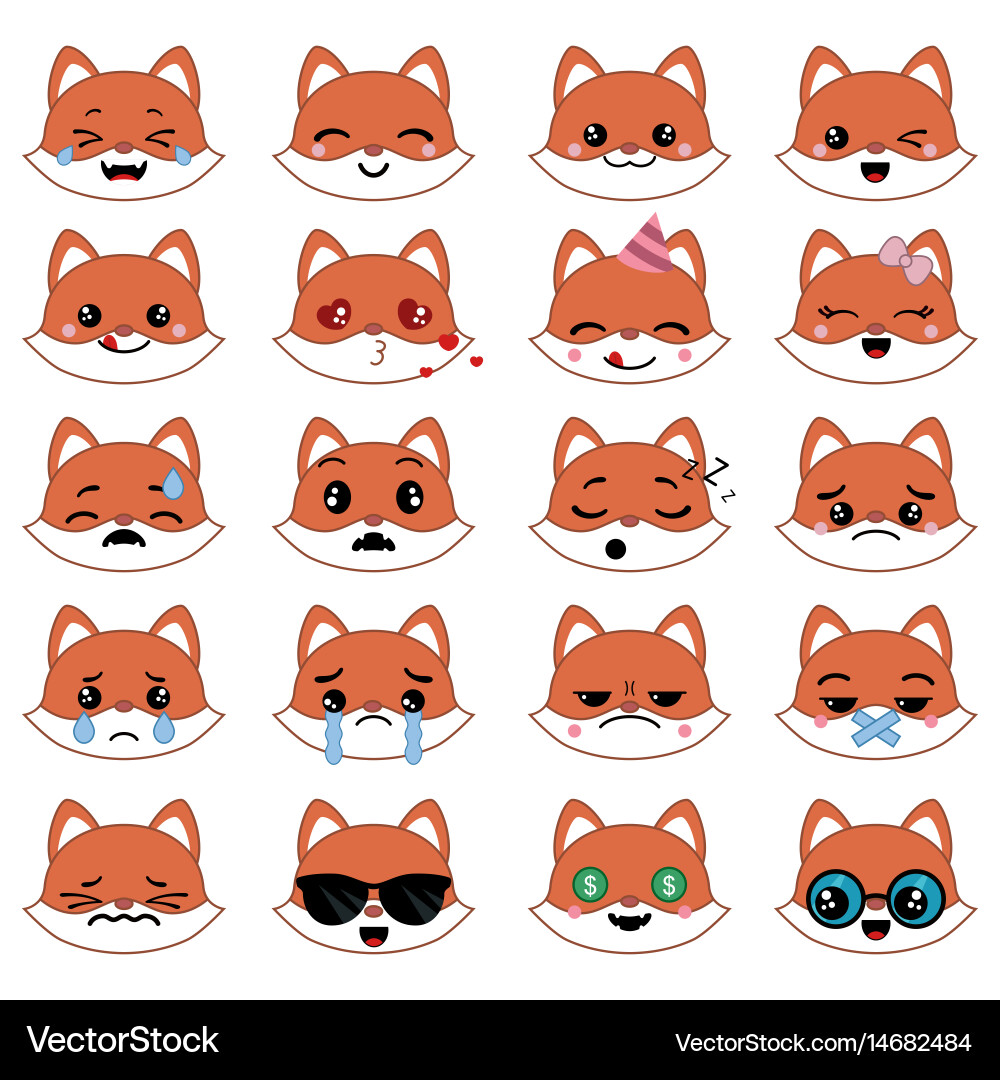 Cute emoticons set Royalty Free Vector Image - VectorStock