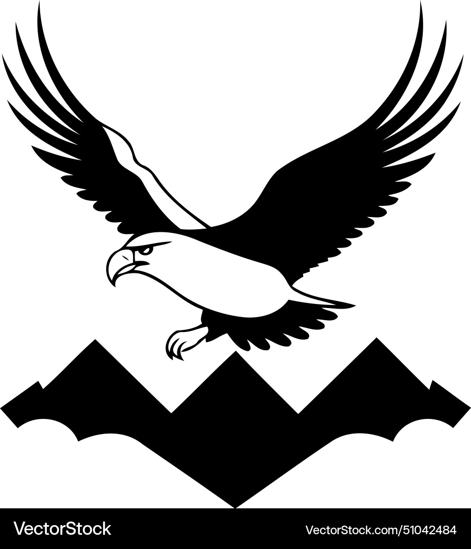 Eagle flying in the sky mountains Royalty Free Vector Image