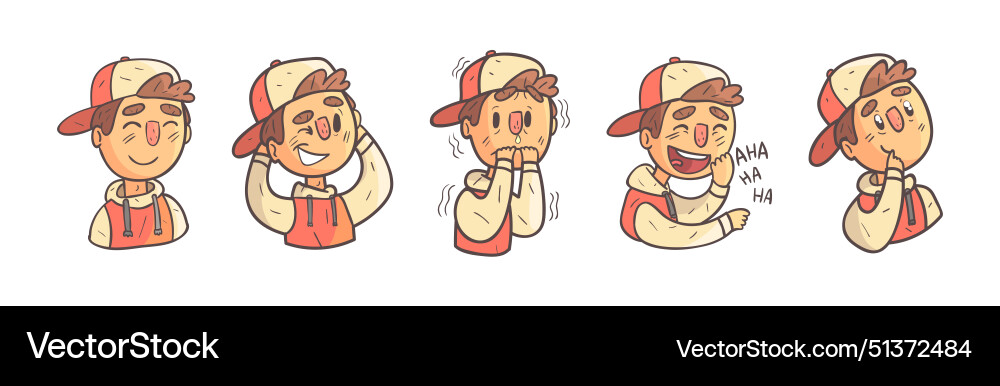 Funny boy character showing different emotion Vector Image