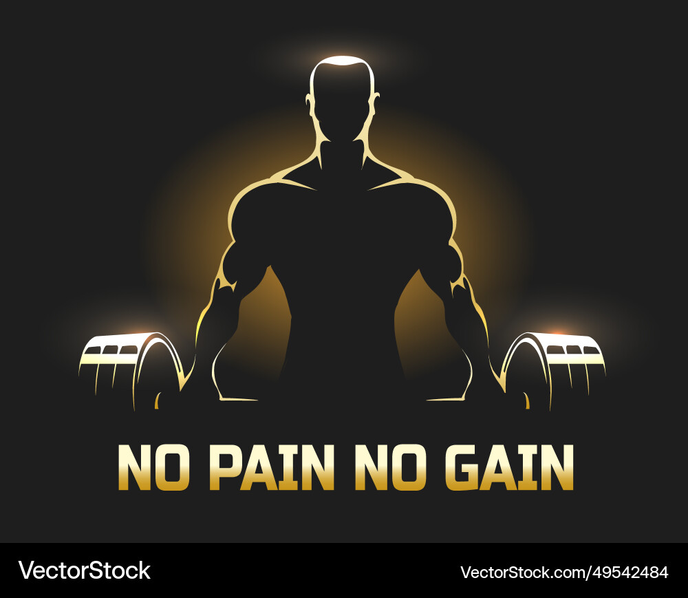 Gym emblem presenting bodybuilder with barbell Vector Image