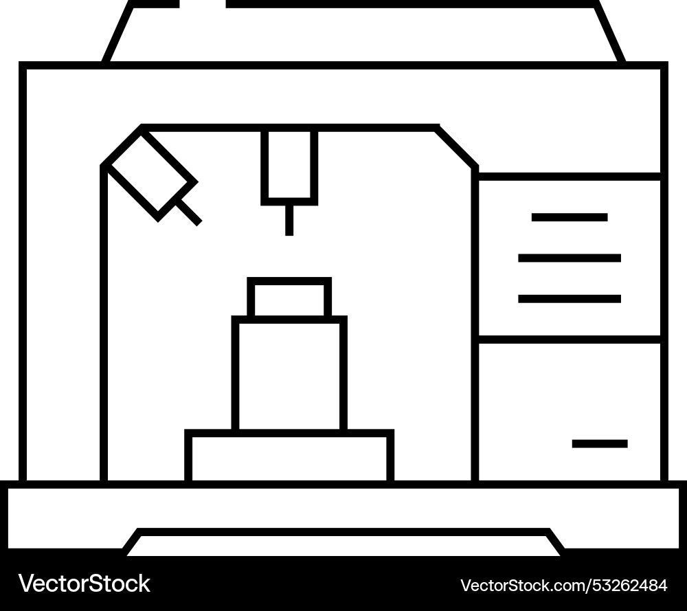 Machining center manufacturing engineer line icon Vector Image