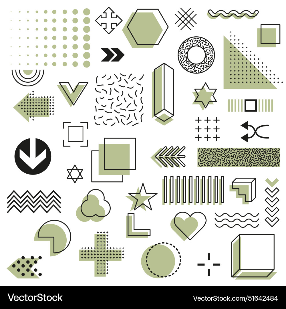 Memphis design geometric elements retro Royalty Free Vector