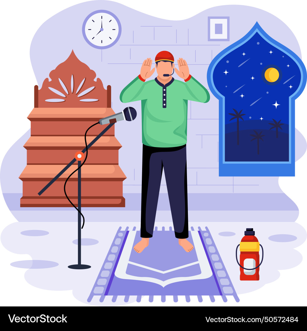 Muslim rituals flat character Royalty Free Vector Image