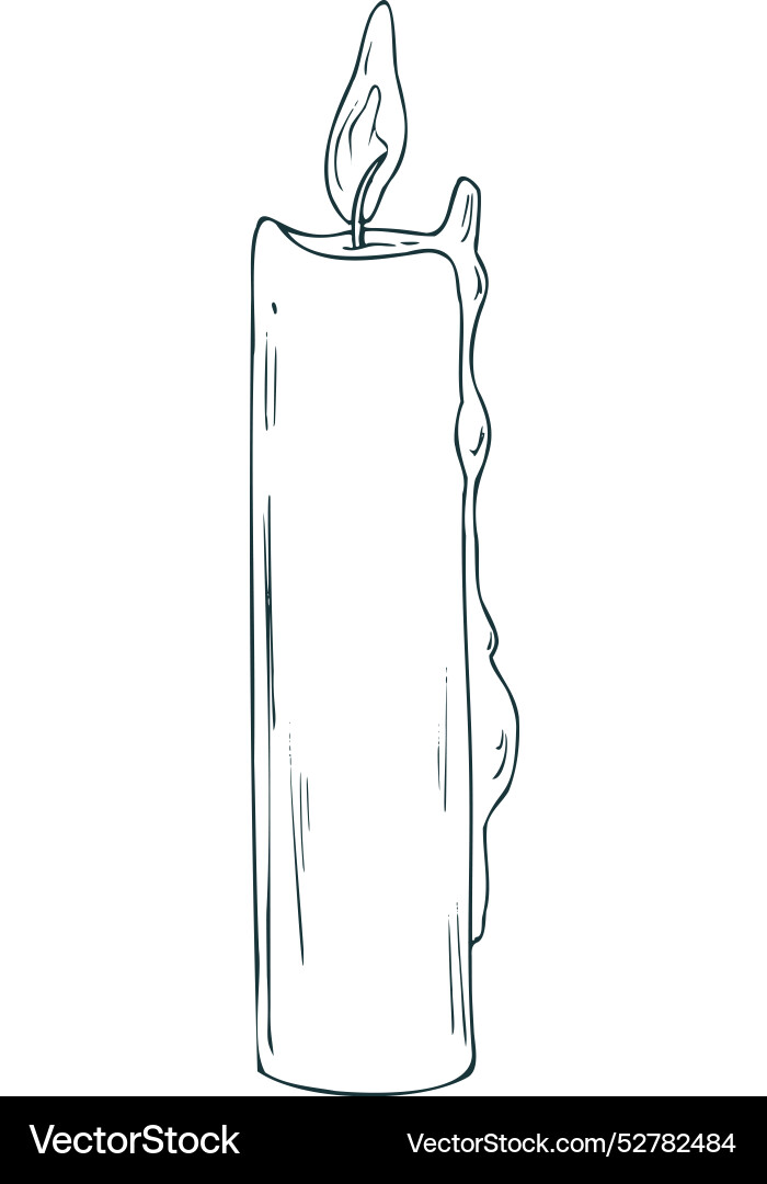 Wax candle tall with drips and burning flame Vector Image