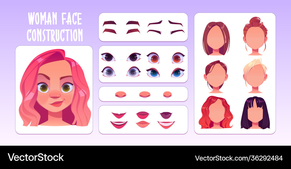 Woman face constructor avatar female character Vector Image