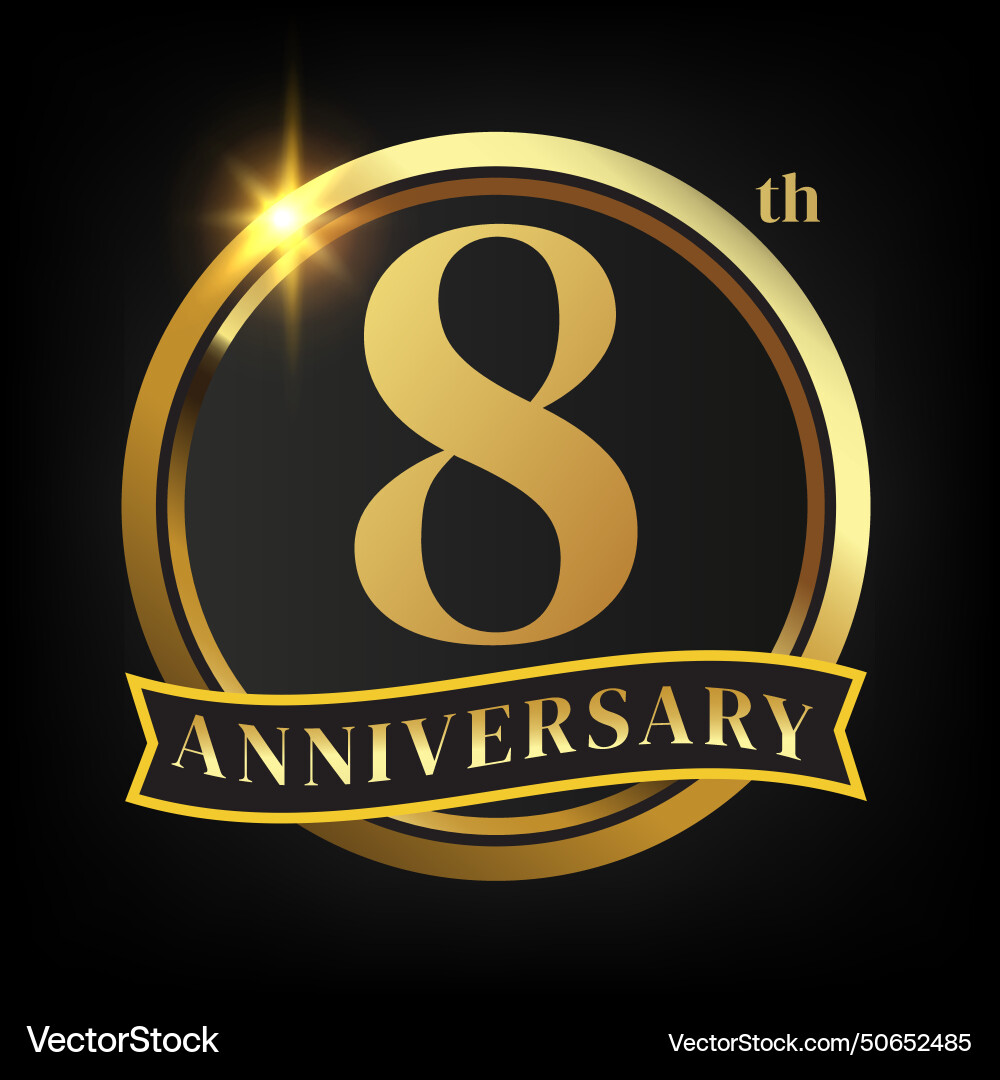 8th golden anniversary logo Royalty Free Vector Image