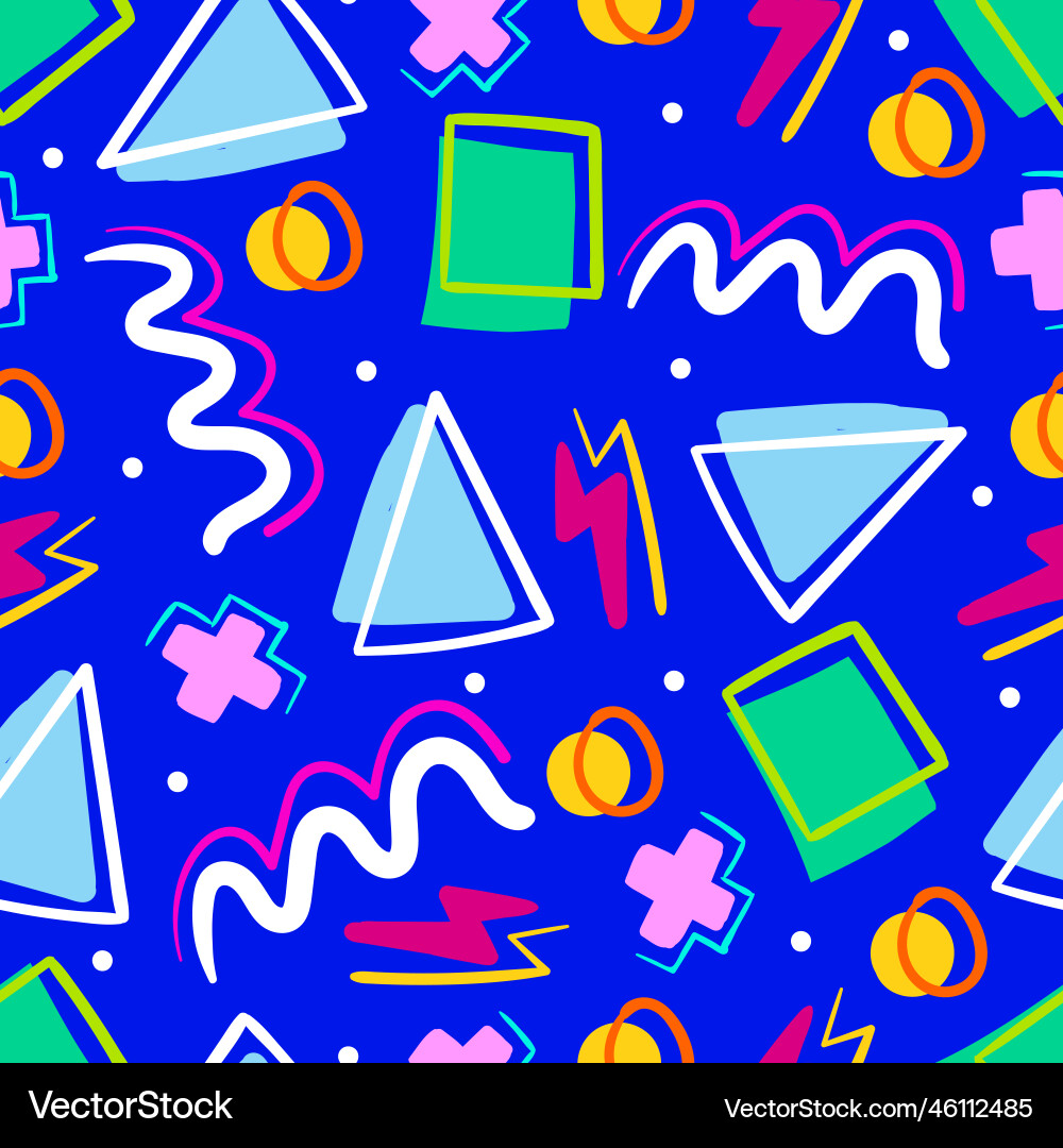90s nostalgia seamless pattern in memphis style Vector Image
