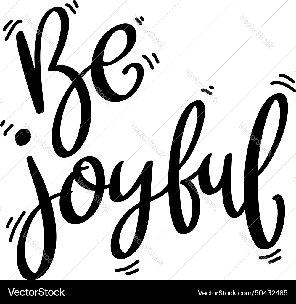 Be joyful hand lettering phrase poster design Vector Image
