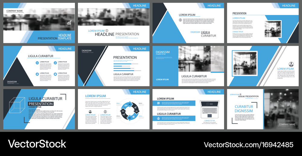 Blue presentation templates and infographics Vector Image