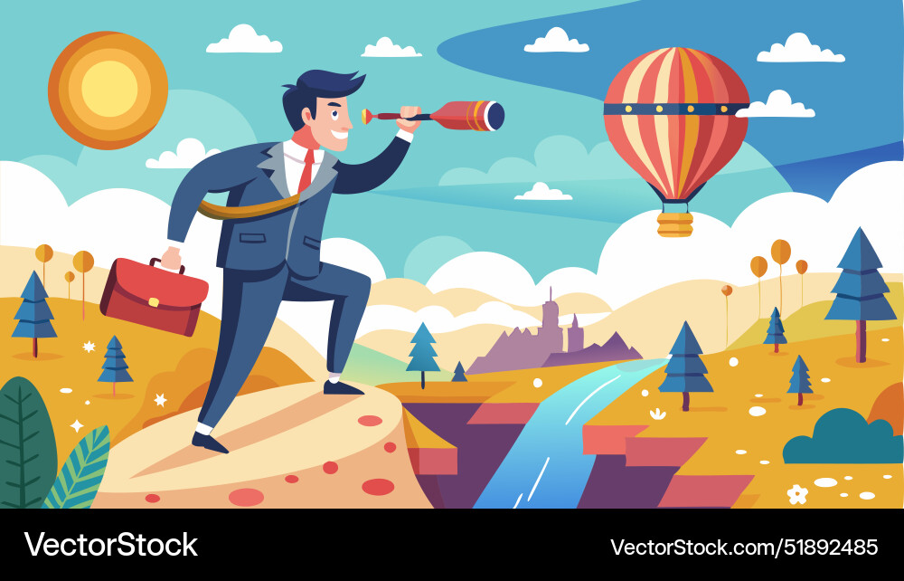 Business vision navigating success landscape Vector Image