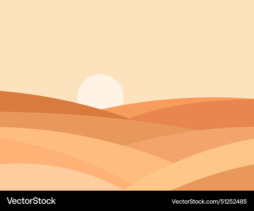 Desert landscape with dunes and sun Royalty Free Vector