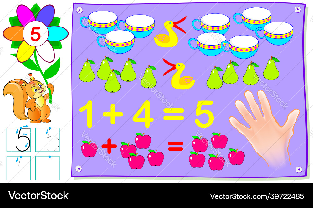 Educational page for young children with number Vector Image