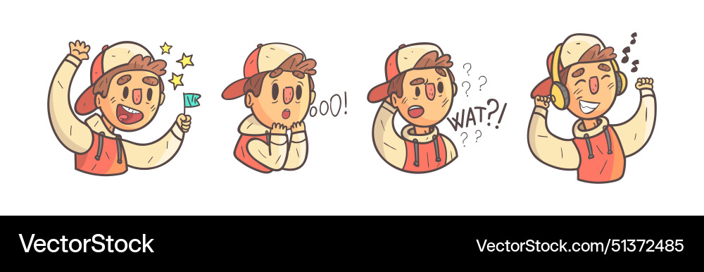 Funny boy character showing different emotion Vector Image