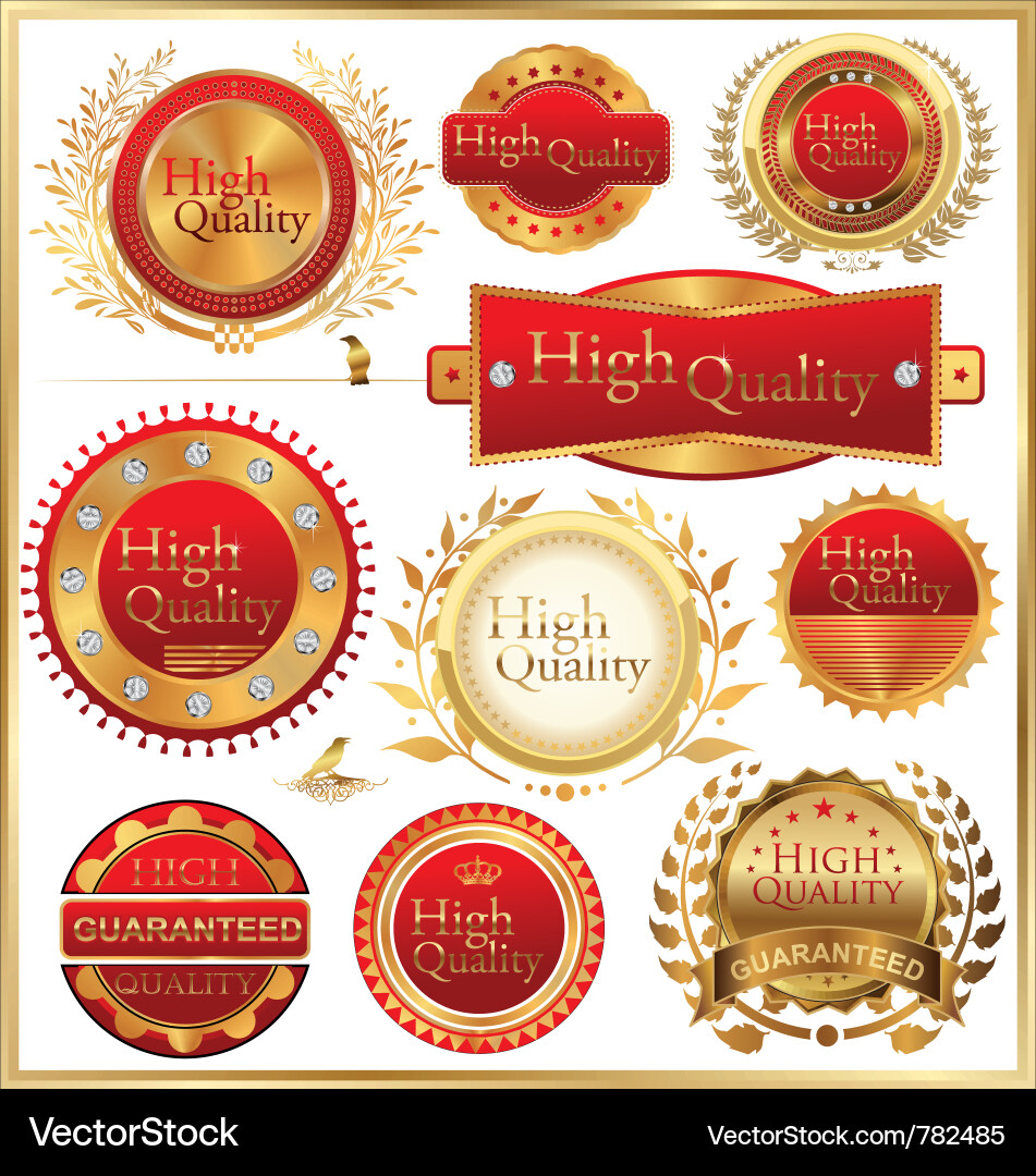 Golden Quality Awards & Labels Royalty Free Vector Image