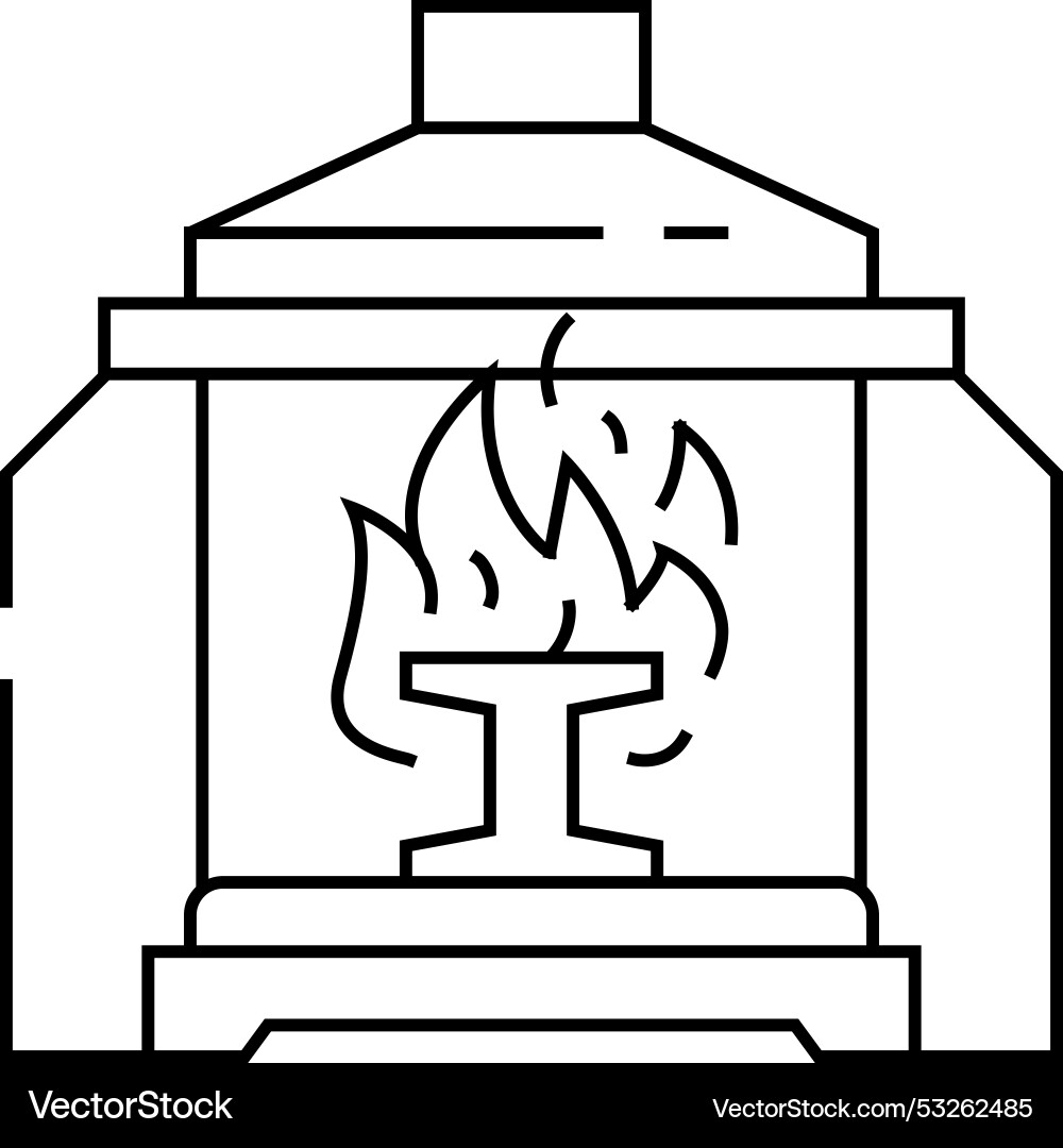 Heat treatment manufacturing engineer line icon Vector Image