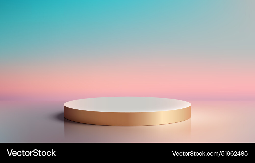 Luxury style 3d gold rim white circle podium Vector Image