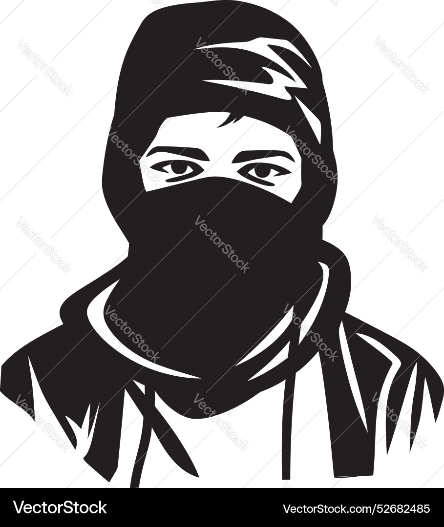 Masked mastermind profile and black symbol Vector Image