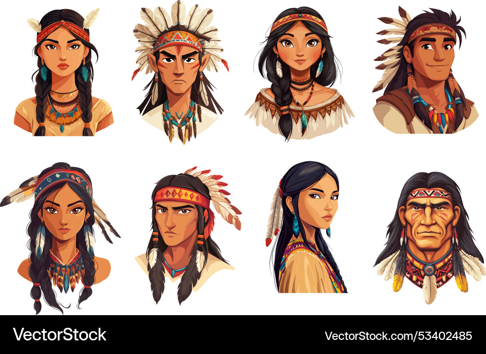 Native American Headdress Portrait Royalty Free Vector Image